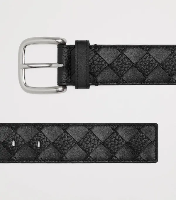 Bottega Veneta Grained Leather Intrecciato Belt
