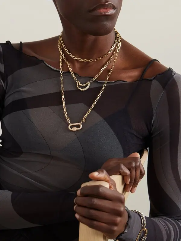 MARLA AARON Biker Chain 14 And 18-karat Gold Diamond Necklace