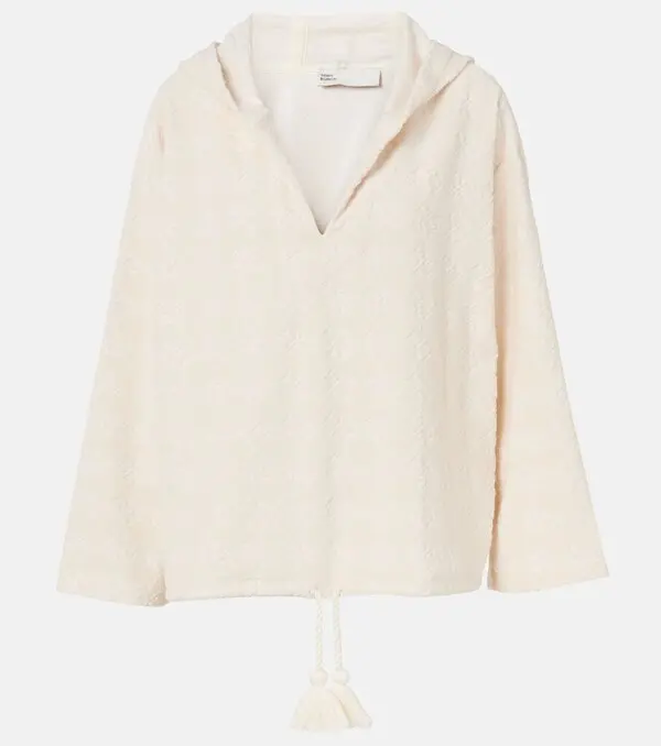 Tory Burch Jacquard Cotton-blend Terry Hooded Pullover