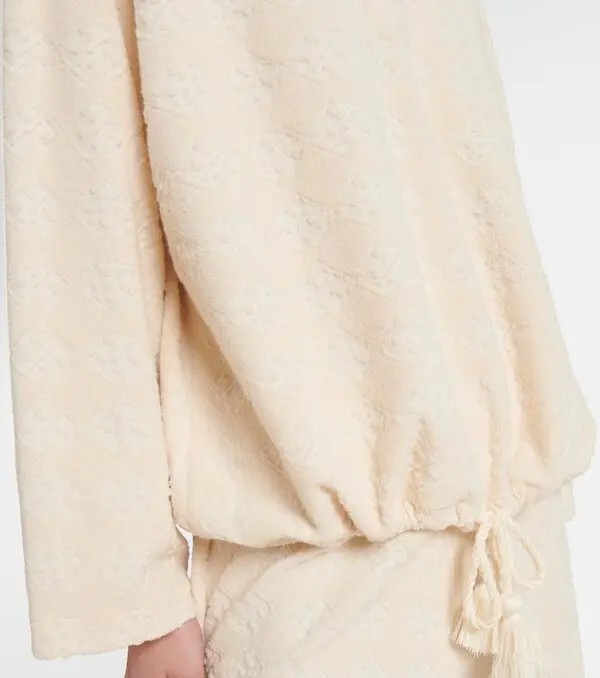 Tory Burch Jacquard Cotton-blend Terry Hooded Pullover
