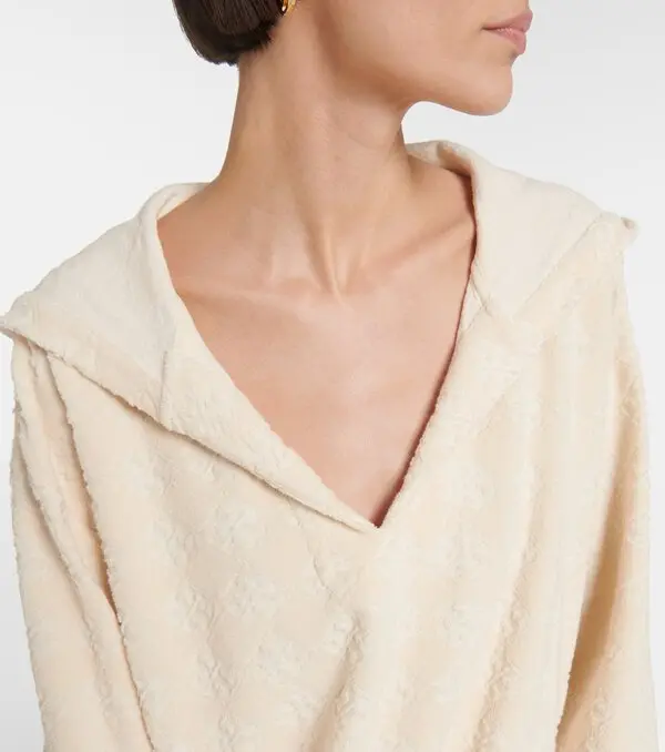 Tory Burch Jacquard Cotton-blend Terry Hooded Pullover