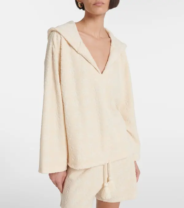 Tory Burch Jacquard Cotton-blend Terry Hooded Pullover