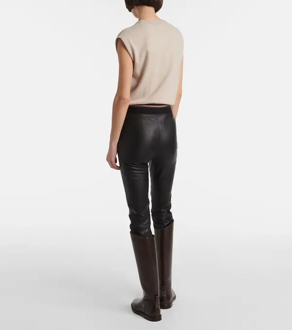 Brunello Cucinelli Leather Slim Pants