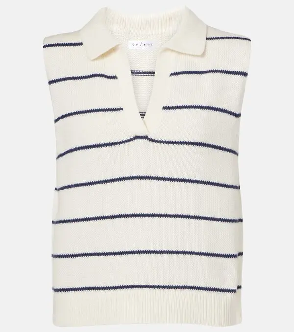 Velvet By Graham & Spencer Nayla Cotton And Cashmere Sweater Vest - Blue