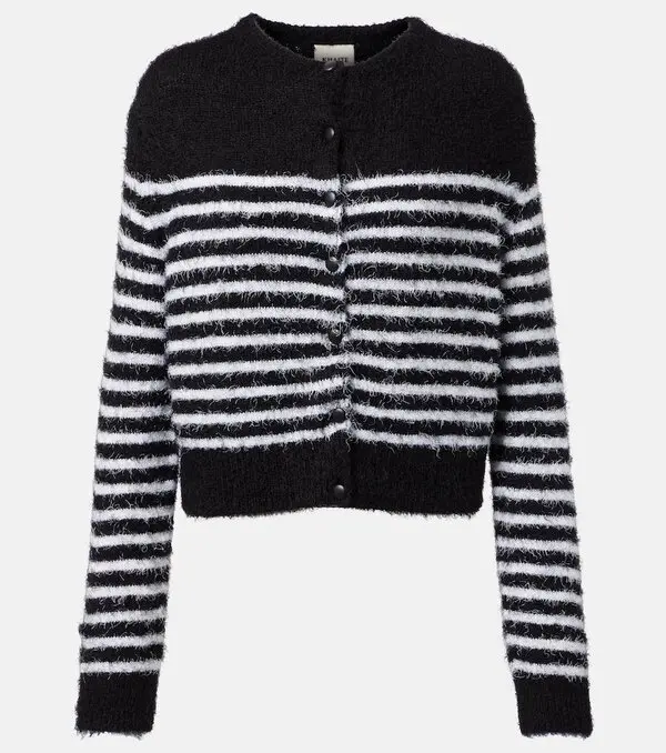 Khaite Jules Striped Silk And Cashmere Cardigan