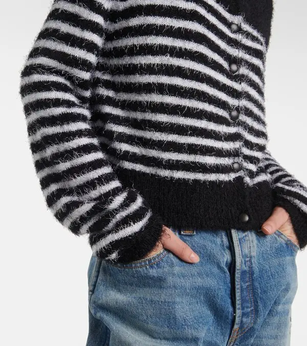 Khaite Jules Striped Silk And Cashmere Cardigan