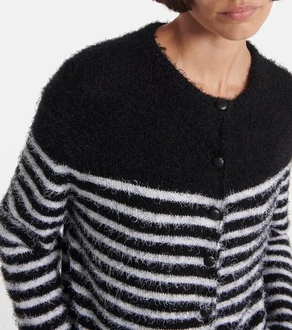 Khaite Jules Striped Silk And Cashmere Cardigan