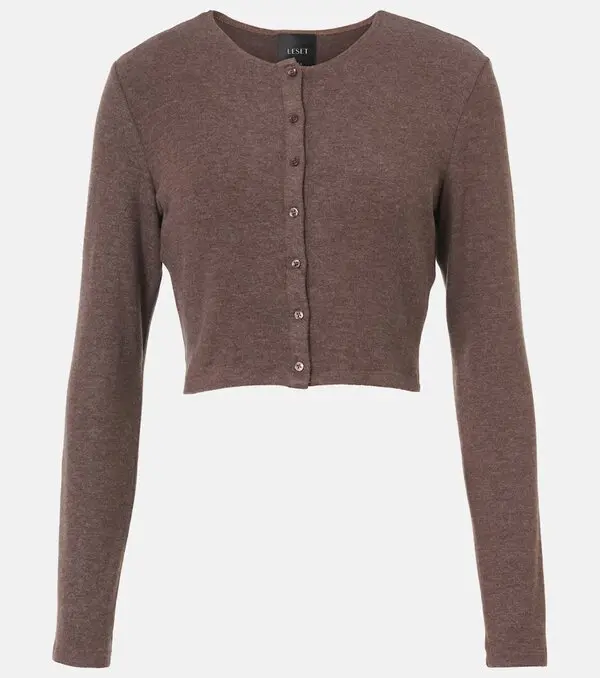 LESET Lauren Cropped Jersey Cardigan