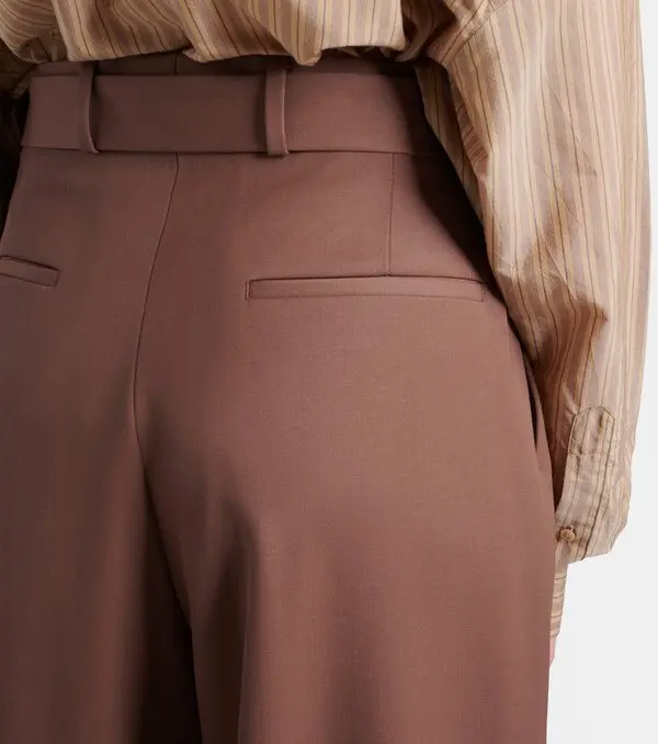 Dries Van Noten Belted Wide-leg Wool Gabardine Trousers