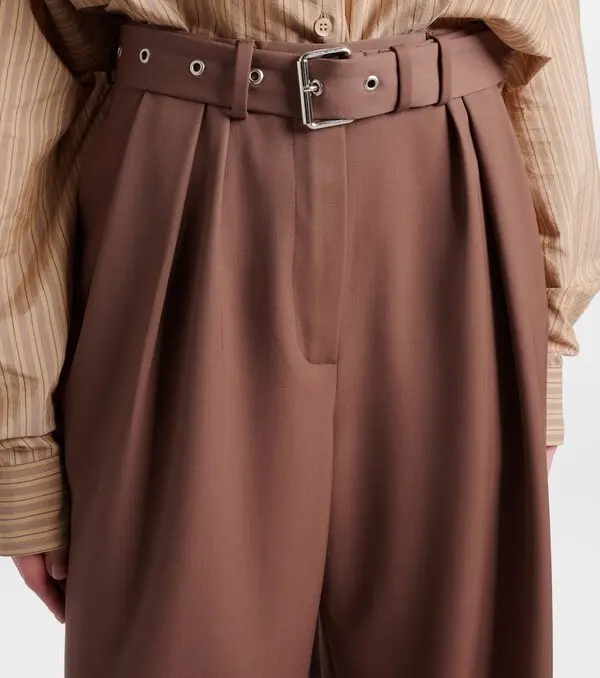 Dries Van Noten Belted Wide-leg Wool Gabardine Trousers