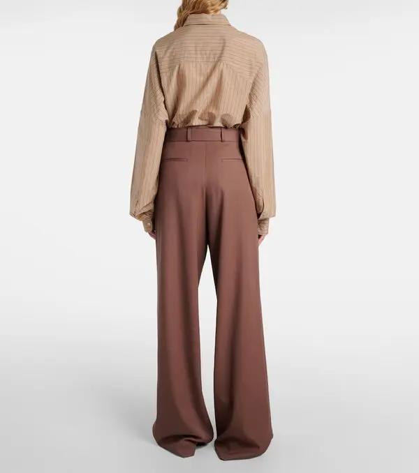 Dries Van Noten Belted Wide-leg Wool Gabardine Trousers