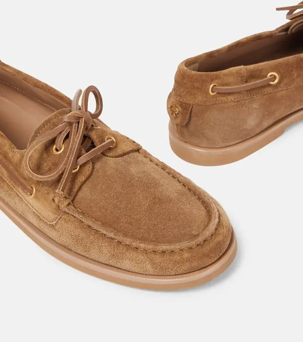 GIANVITO ROSSI Suede Boat Shoes - Brown