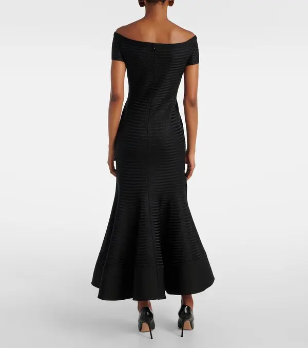 Carolina Herrera Off-shoulder Striped Maxi Dress