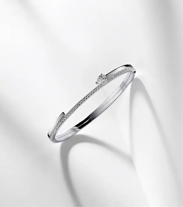 REPOSSI 18kt White Gold Diamond Bangle - Silver