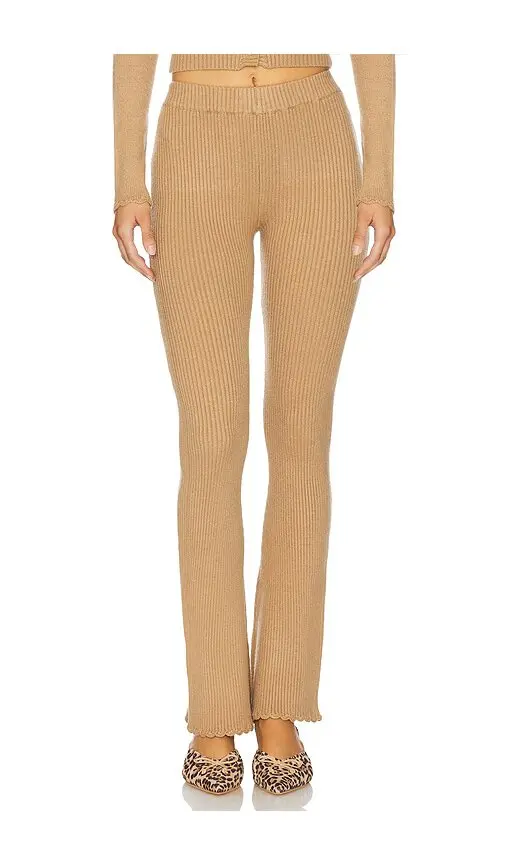 Frankies Bikinis X Bella Hadid Texas Ribbed Knit Pant - Tan