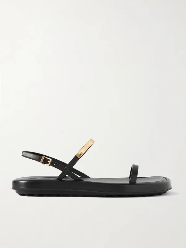 TOD'S Embellished Leather Slingback Sandals