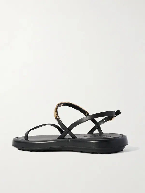 TOD'S Embellished Leather Slingback Sandals