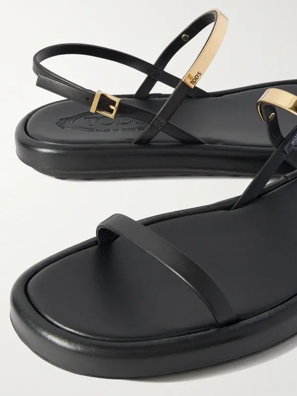 TOD'S Embellished Leather Slingback Sandals