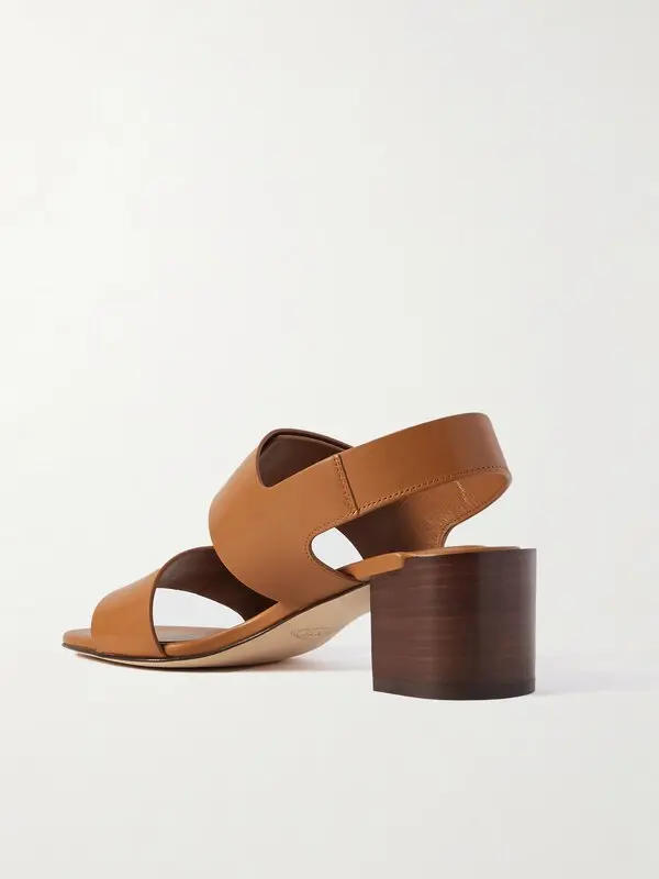 TOD'S Leather Slingback Sandals With Gold-tone Hardware - Brown