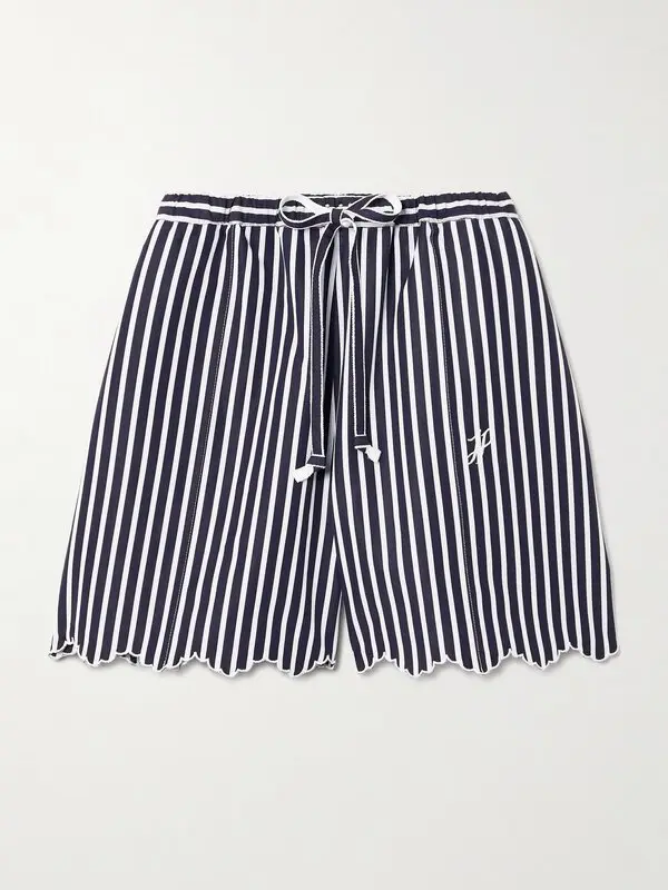 PATOU Embroidered Striped Cotton-poplin Shorts