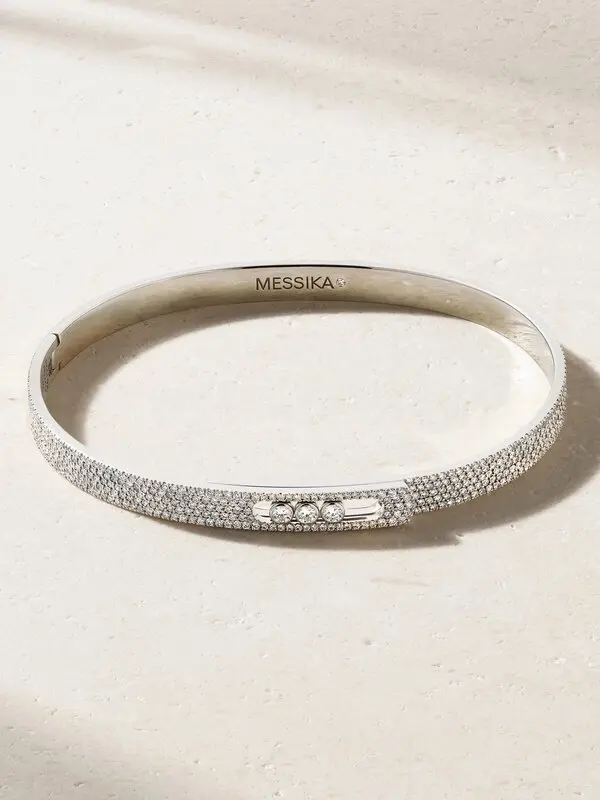 Messika Move Noa 18-karat White Gold Diamond Bangle - Silver