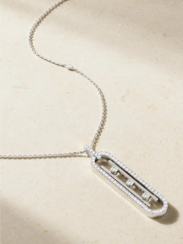 Messika Move 10th 18 Karat White Gold Diamond Necklace - Silver