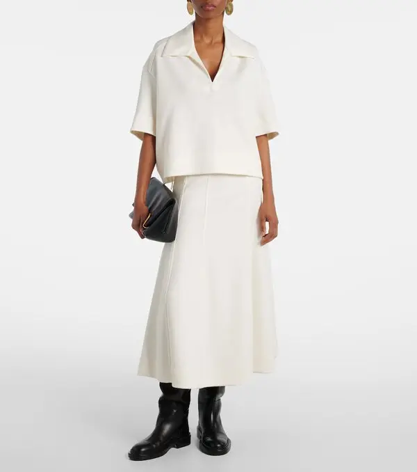 JIL SANDER Knitted Midi Skirt In Latte