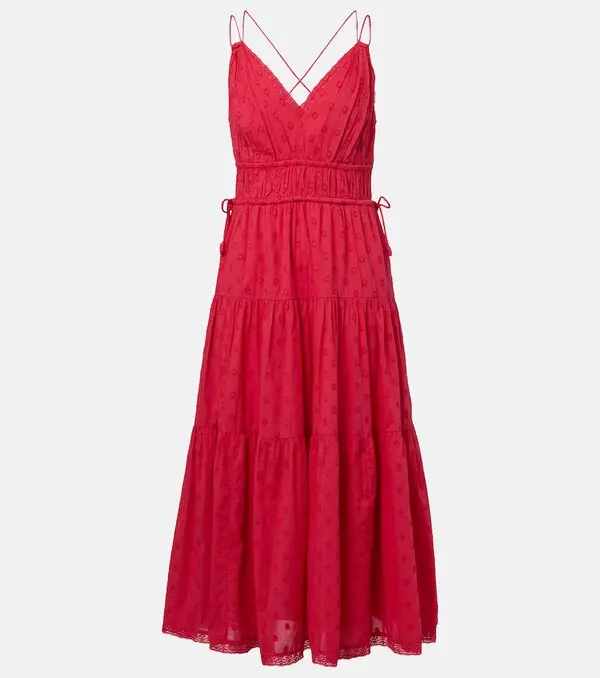 Ulla Johnson Freya Polka-dot Cotton Dobby Midi Dress - Pink