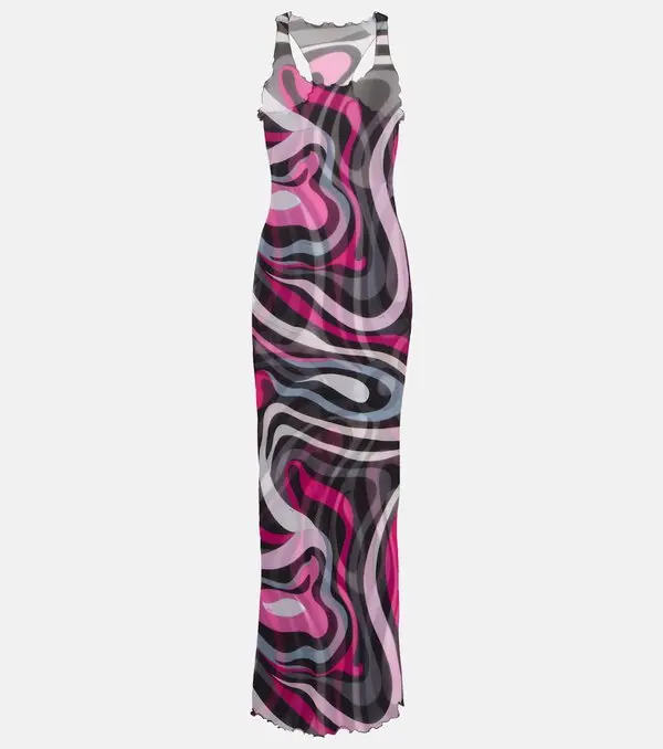Emilio Pucci Marmo Tulle Maxi Dress - Multicoloured