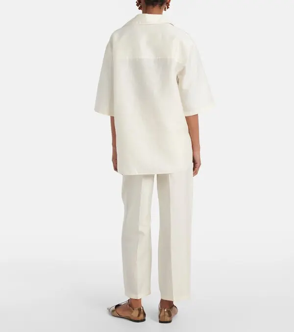 Max Mara Osiride Linen And Silk-blend Polo Shirt - Beige