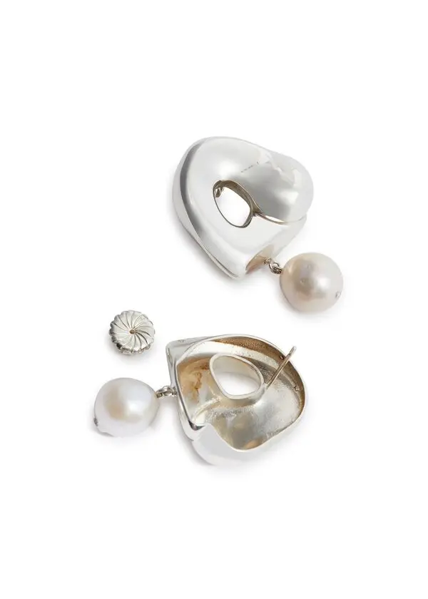 Agmes X Simone Bodmer-turner Large Sterling Drop Earrings With Pearl
