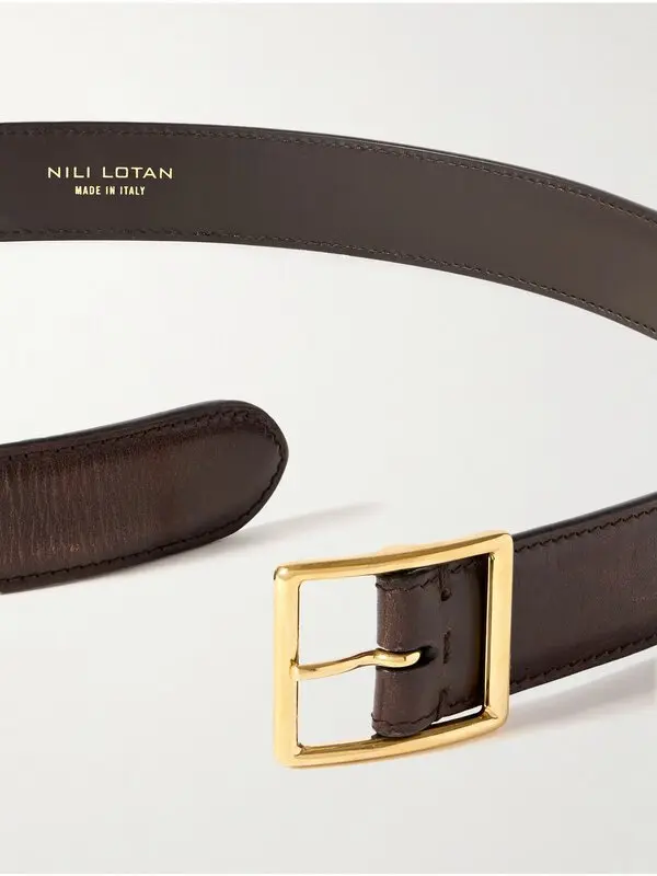 NILI LOTAN Gabriele Leather Belt - Brown