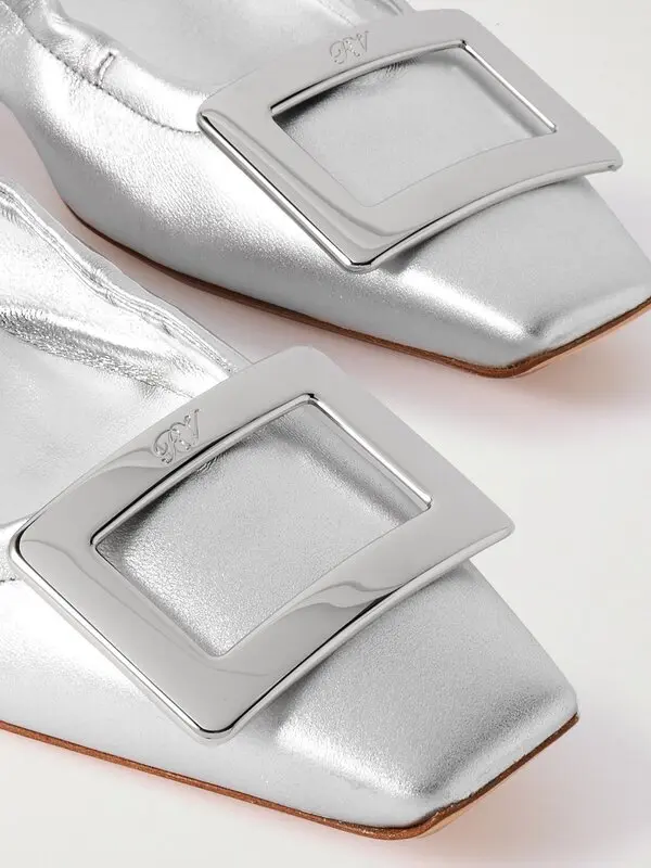 ROGER VIVIER Belle Vivier Embellished Metallic Ballet Flats