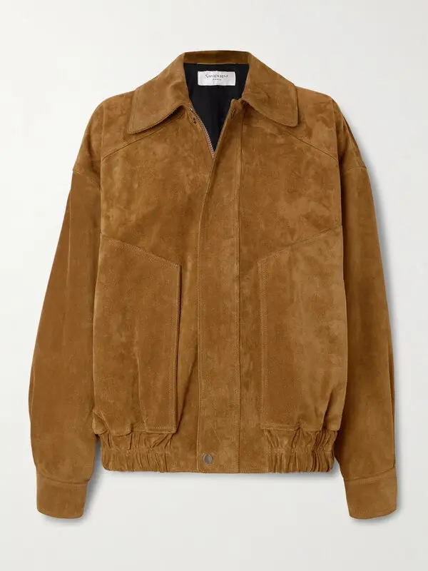 Saint Laurent Zip-up Suede Bomber Jacket