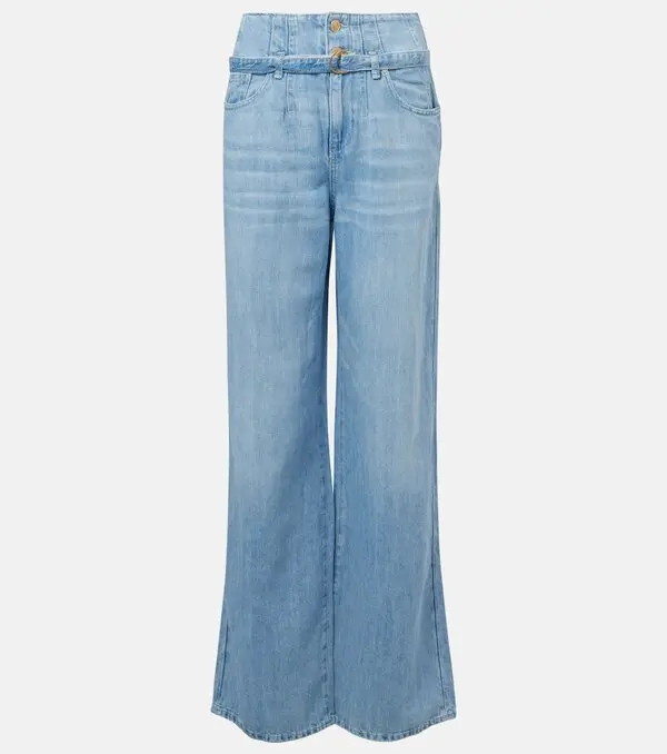 7 For All Mankind Phoenix Belted High-rise Wide-leg Jeans - Blue