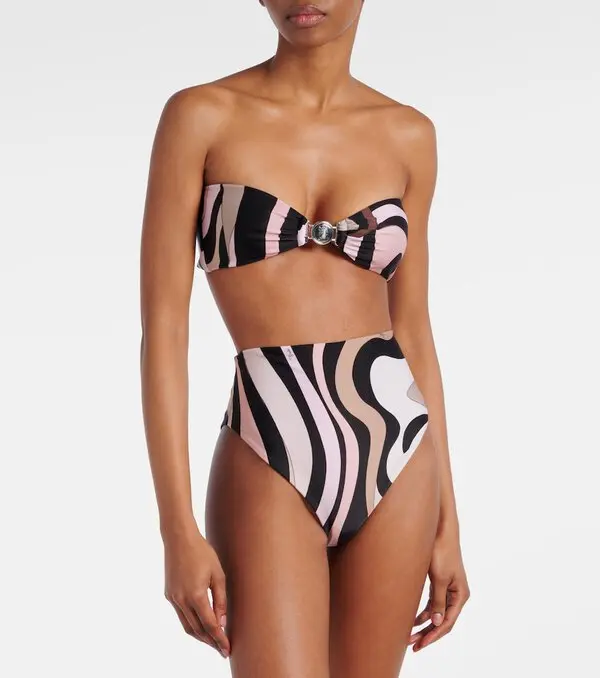 Emilio Pucci Marmo Bandeau Bikini Top - Beige