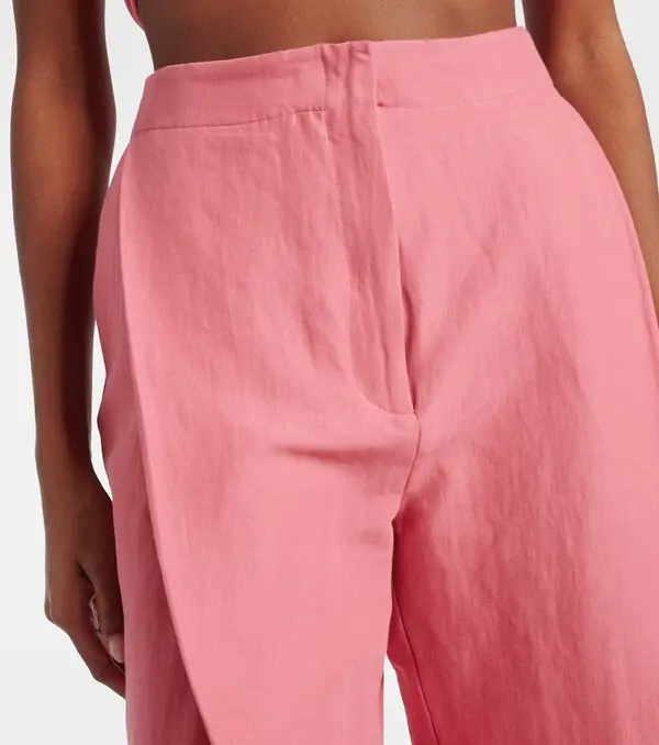 Tove Santu Linen And Cotton-blend Culottes In Cherry - Pink