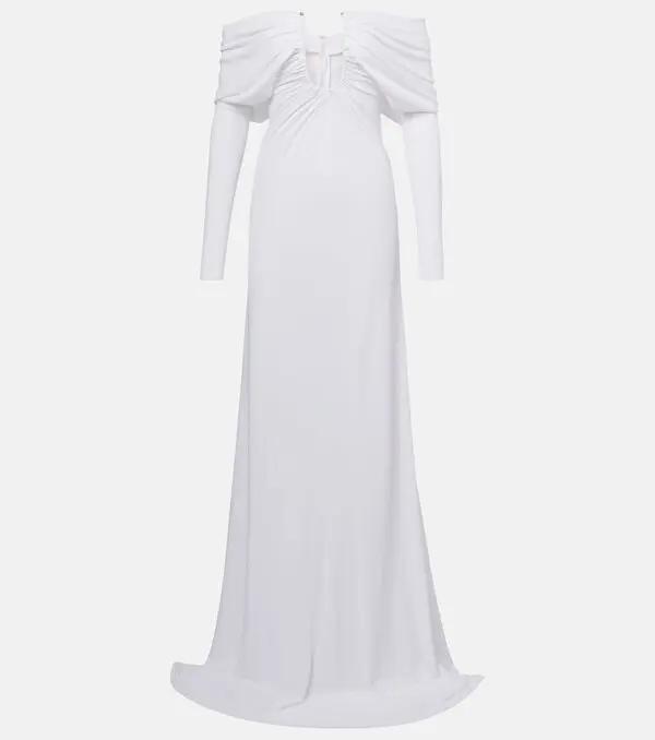 Christopher Esber Arched Palm Off-shoulder Maxi Dress - White