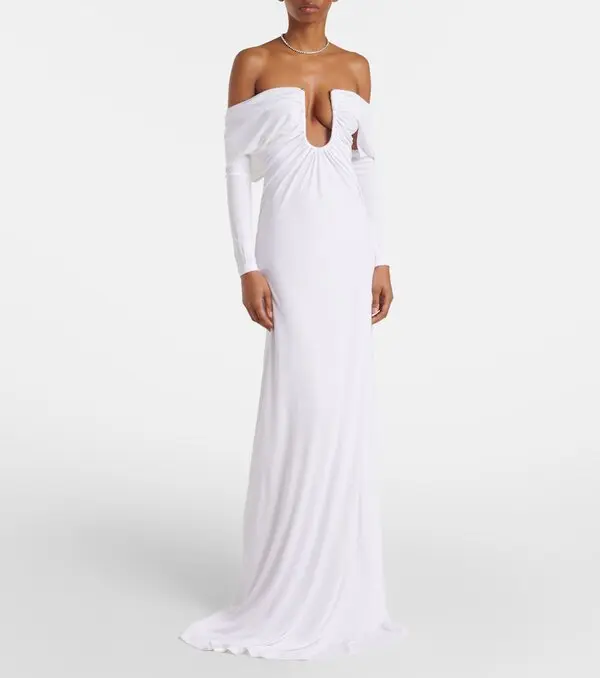 Christopher Esber Arched Palm Off-shoulder Maxi Dress - White