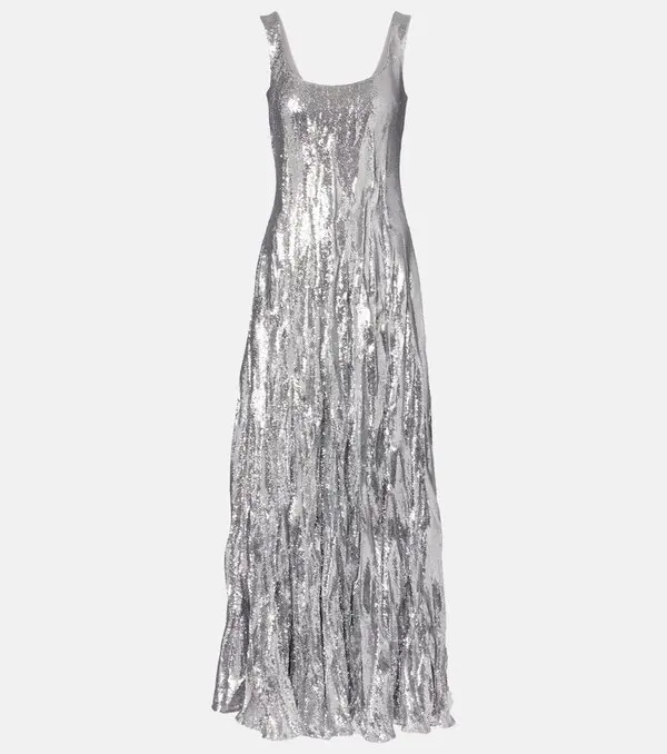 MARMAR HALIM Sequined Silk-blend Gown