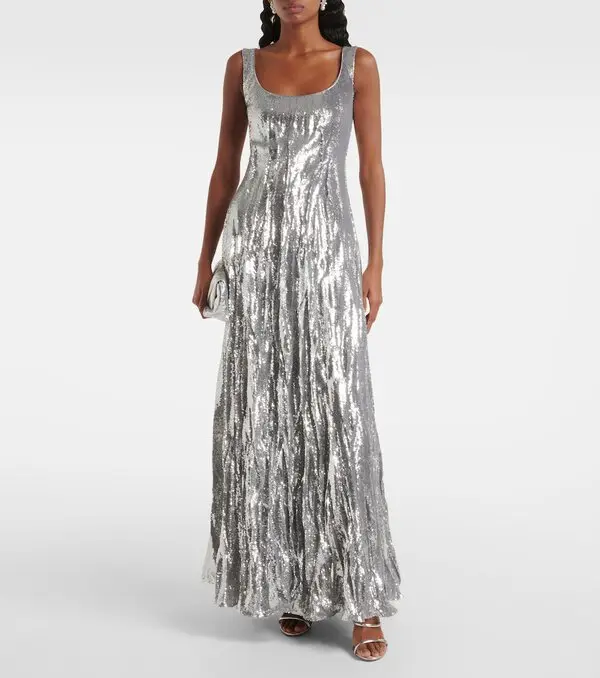 MARMAR HALIM Sequined Silk-blend Gown