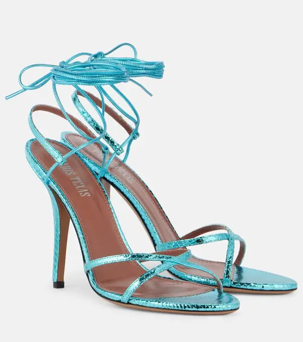 Paris Texas Linda 105 Leather Lace-up Sandals - Blue
