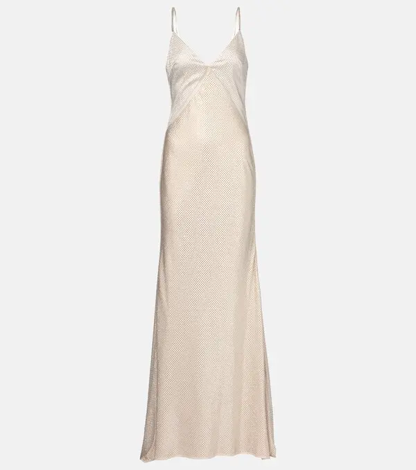Roland Mouret Embellished Satin Gown - Beige