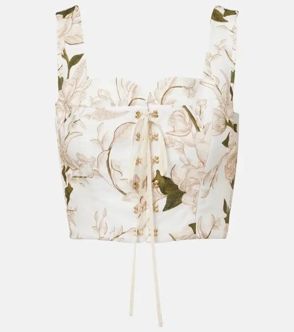 Agua Bendita Reserva Gardenia Linen Crop Top - Multicoloured