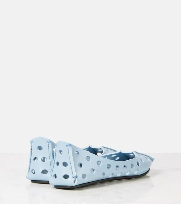 Alaïa Perfo Leather Ballet Flats - Blue