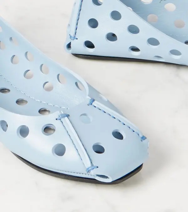 Alaïa Perfo Leather Ballet Flats - Blue