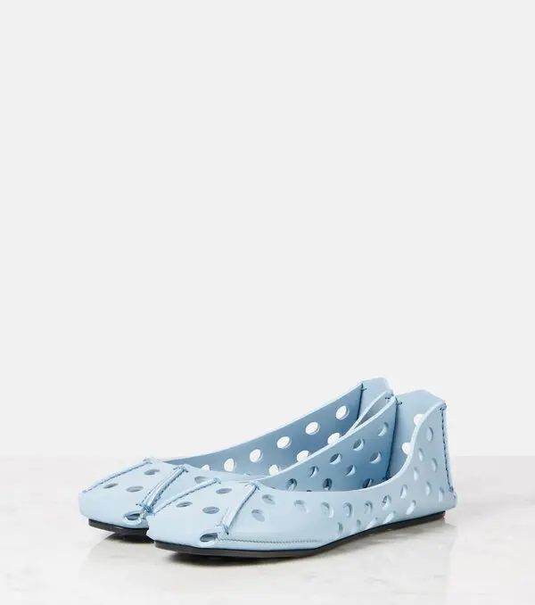 Alaïa Perfo Leather Ballet Flats - Blue