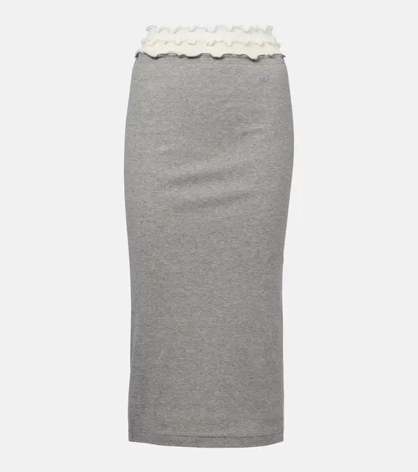 JIL SANDER Layered Jersey Midi Skirt - Grey