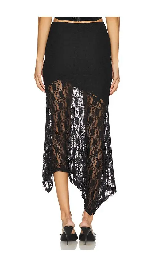 MORE TO COME Asymmetrical Lace Maxi Skirt