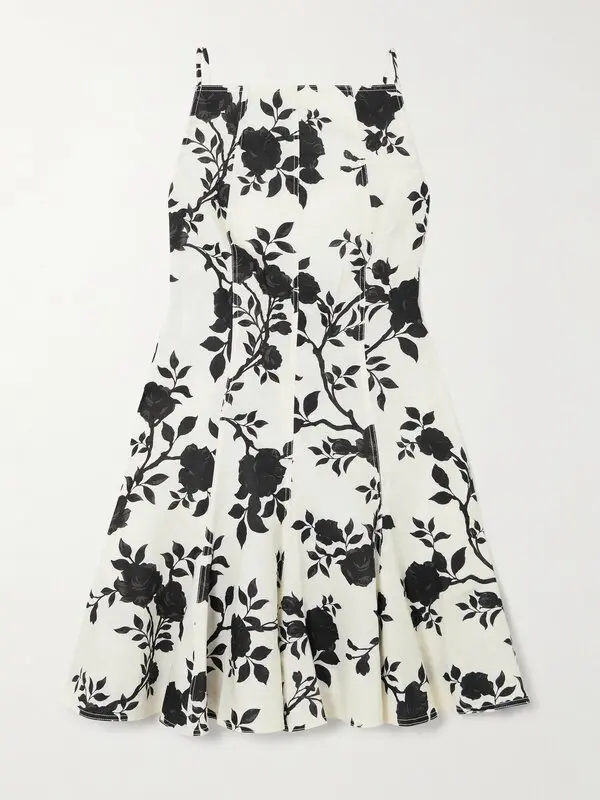 SELF-PORTRAIT Open-back Bow-detailed Floral-print Mini Dress - White